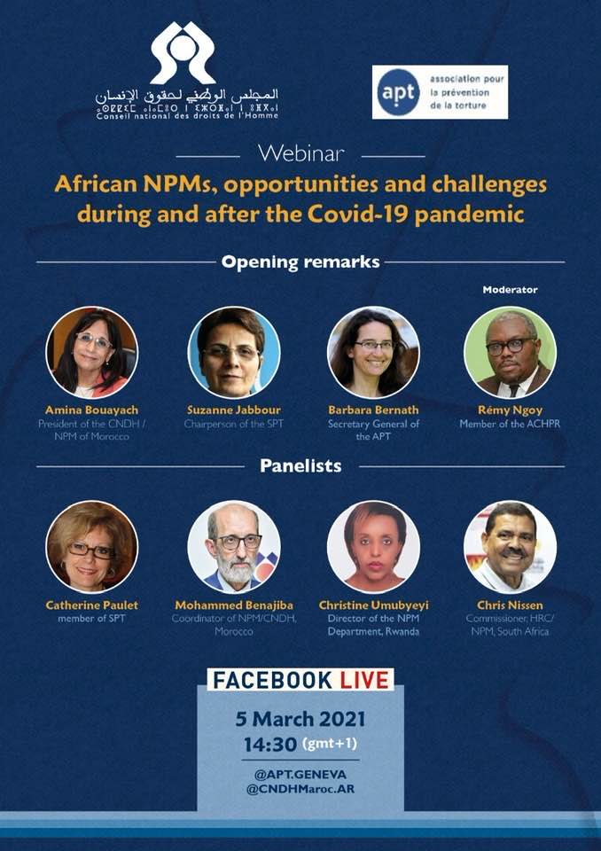 CNDH AND APT ORGANIZE A WEBINAR ON “AFRICAN NPMS, OPPORTUNITIES AND CHALLENGES DURING AND AFTER ...